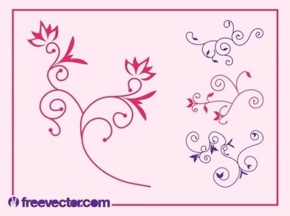 Flower Outlines Set Free Vector
