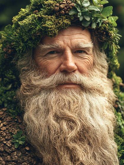 Free Download Portrait of a Forest Spirit with Moss and Pine Cone Crown