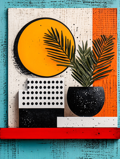 Free Download Abstract Geometric Still Life Painting with Palm Leaves ...