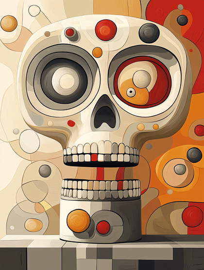 Free Download Abstract Geometric Skull Illustration with Beige and ...