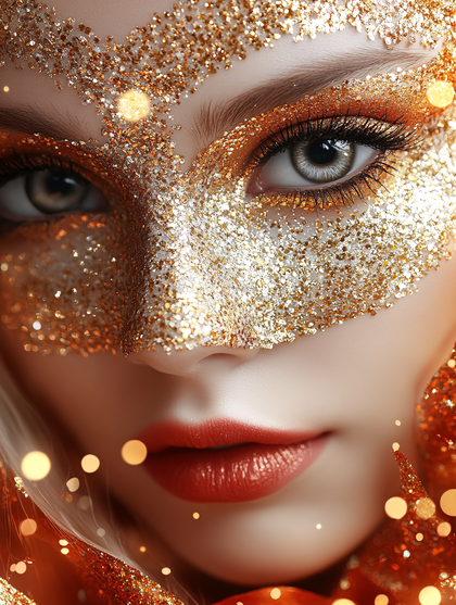 Free Download Glamorous Woman with Golden Glitter Mask for Festive ...