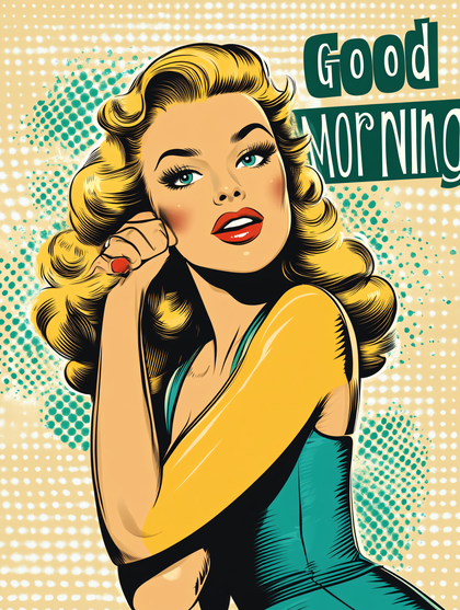 Free Download Vintage Pop Art Illustration of a Woman Wishing Good Morning