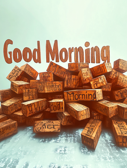 Free Download Good Morning Message on Wooden Blocks Pile