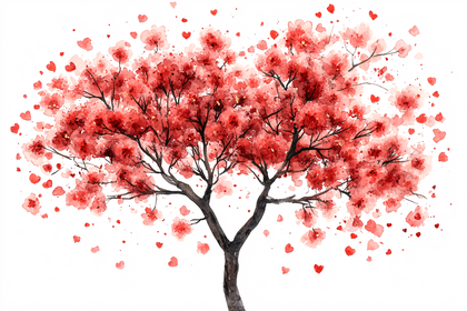 Free Download Watercolor Heart Tree Illustration
