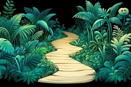 Free Download Illustration of Winding Path Through Lush Green Jungle