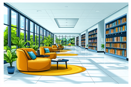 Free Download Illustration of a Modern Library Reading Lounge with ...