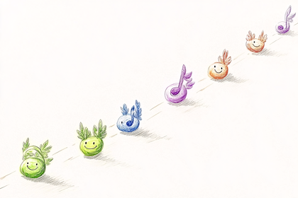 Free Download Whimsical Musical Note Characters in a Row