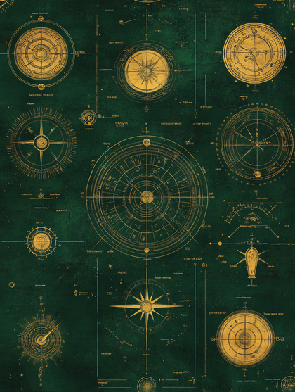 Free Download Vintage Nautical Compass Blueprint Background Image