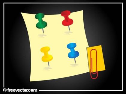 Free Vector Yellow Post-it Notes with Push Pin