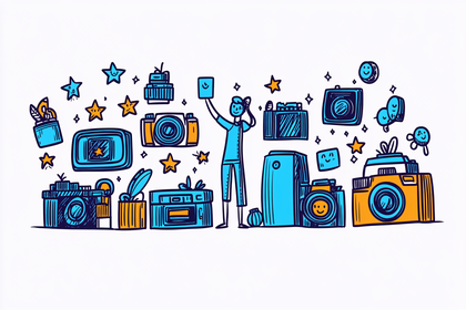 Free Download Doodle Art: Photographer with Cameras and Stars