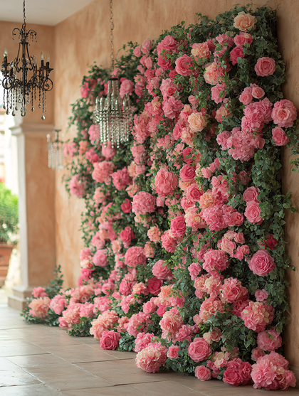 Free Download Elegant Pink Rose Flower Wall for Wedding Decor