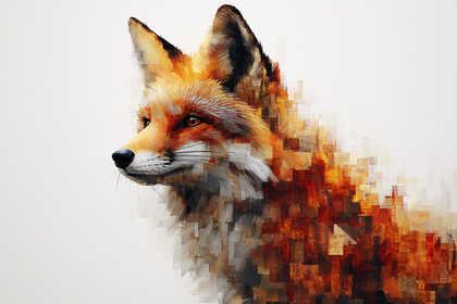 Free Download Striking Digital Portrait of a Fox with Pixelated Effect