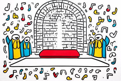Free Download Cartoon Style Altar with Musical Notes Pop Art