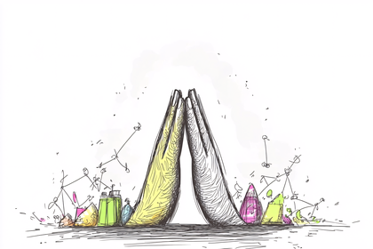 Free Download Praying Hands Illustration with Abstract Elements