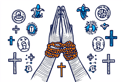 Free Download Praying Hands with Religious Symbols: Faith and Spirituality