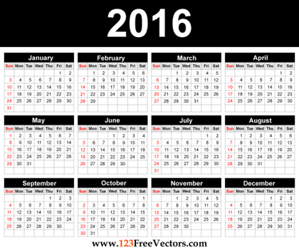 80+ 2016 Calendar Template | Free Vectors, Photos, Artwork Images ...