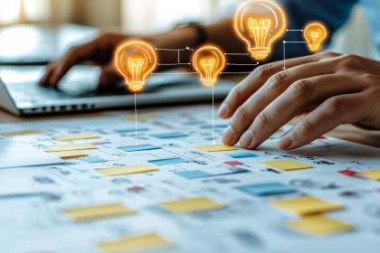 Free Download Creative Project Planning with Lightbulb Ideas and Sticky ...
