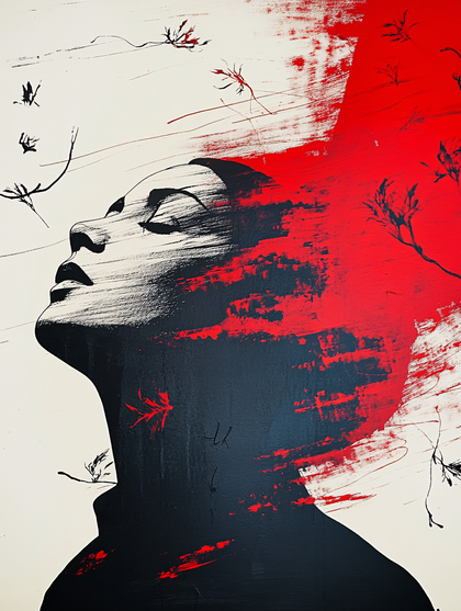 Free Download Abstract Portrait with Red and Black Brushstrokes
