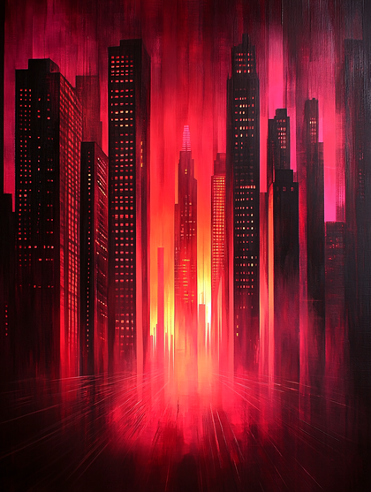 Free Download Red Cityscape at Dusk, City Skyline