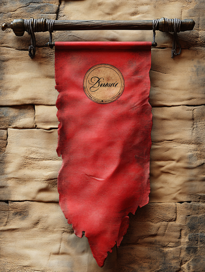 Free Download Red Medieval Banner Mockup on Stone Wall