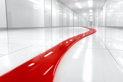 Free Download Abstract Red Pathway In Modern White Corridor