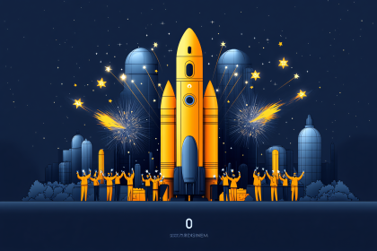 Free Download Animated Rocket Launch Celebration with Fireworks and ...