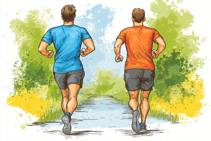 Free Download Two Men Running on Path, Fitness and Exercise Illustration