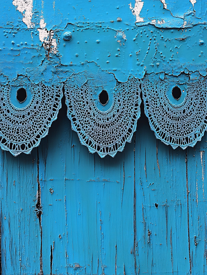Free Download Rustic Blue Wood with Lace Detail Texture