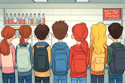 Free Download Cartoon Illustration of School Children Queueing in Line ...