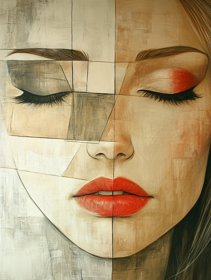 Free Download Abstract Split Face Woman Portrait Painting