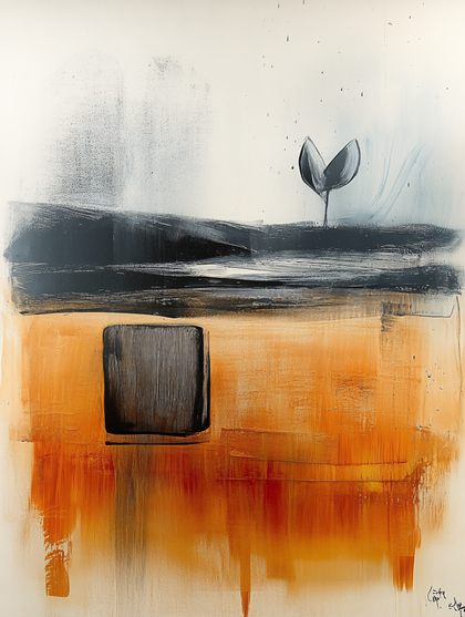 Free Download Abstract Painting Of A Sprout In An Orange And Black ...