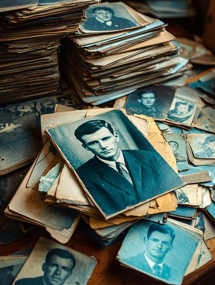 Free Download Vintage Stack of Old Portraits Photography