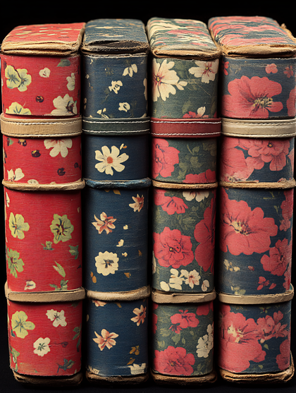 Free Download Vintage Floral Patterned Boxes Stacked Still Life