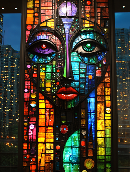 Free Download Colorful Stained Glass Face Art