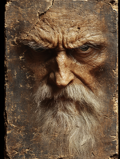 Free Download Stern Old Man Face Carved in Stone