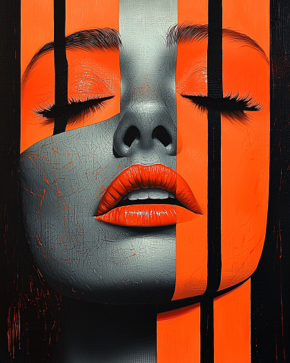 Free Download Abstract Striped Face Portrait Digital Art