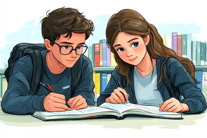 Free Download Two Students Studying Together in Library