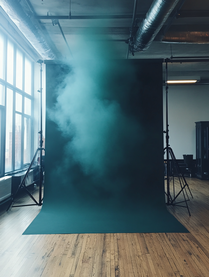 Free Download Dramatic Smoke Effect on Studio Green Backdrop