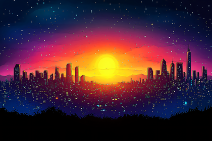 Free Download Vibrant Cityscape Sunset Illustration