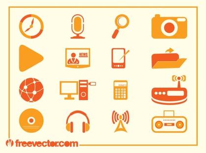 Tech Icon Set Free Vector