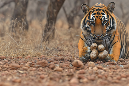 Free Download Majestic Bengal Tiger Portrait Holding Roots in Natural ...