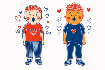 Free Download Two Adorable Cartoon Characters Singing with Hearts