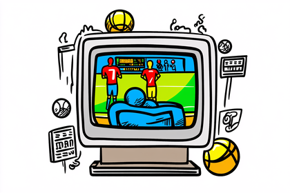 Free Download Cartoon Illustration of Watching a Soccer Game on TV