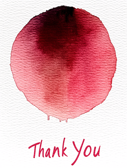 Free Download Watercolor Thank You Card with Blob Design
