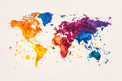 Free Download Colorful Watercolor World Map Art Print