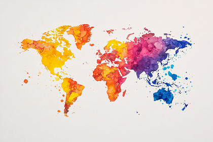 Free Download Colorful Watercolor World Map Art Print