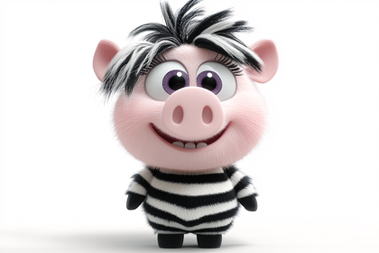Free Download Cute Cartoon Pig with Zebra Stripes